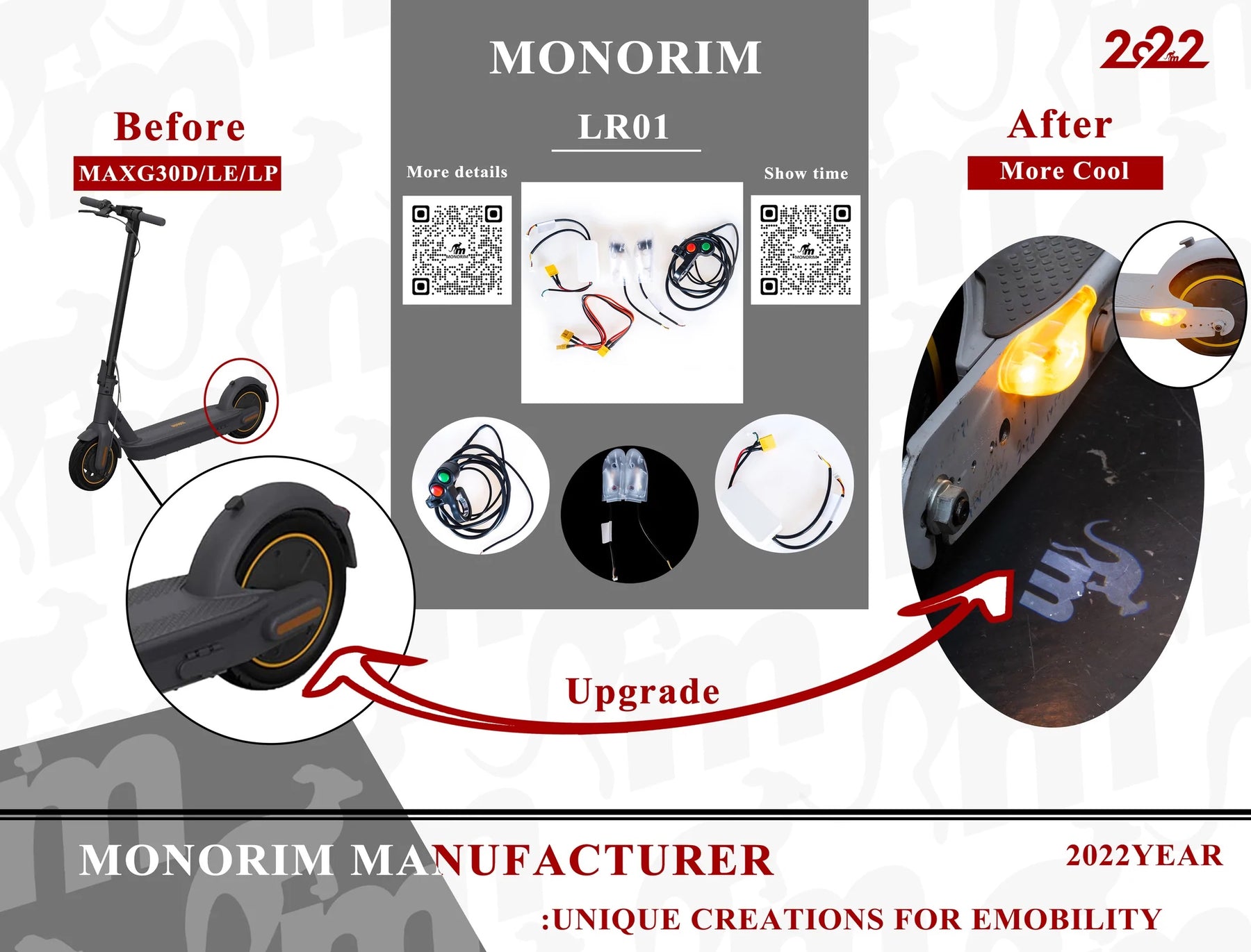 Ninebot Max G30,G30D,G30D2,G30LD Monorim Blinker Set